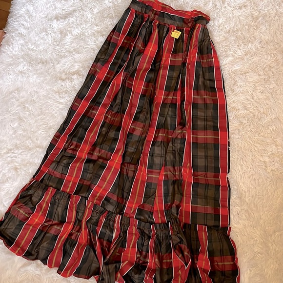 Vintage | Skirts | Tartan Prairie Maxi Skirt W Ruffled Bottom Taffeta ...
